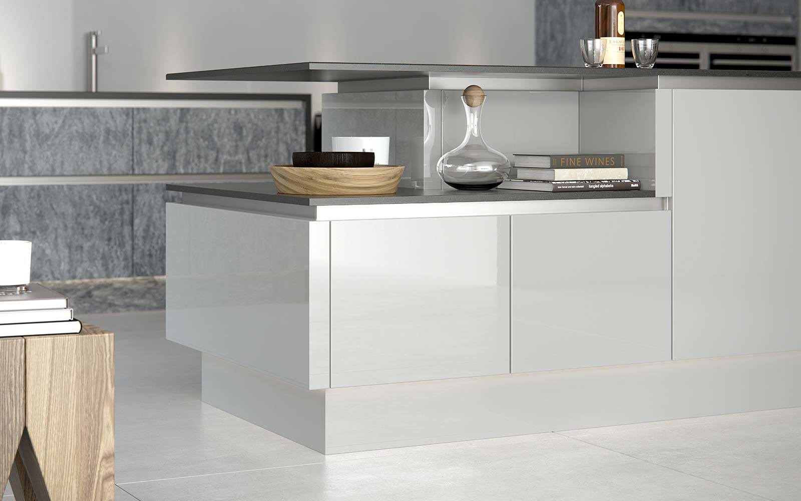 Lumina H Line Gloss Handleless Kitchen | Sigma 3 Kitchens