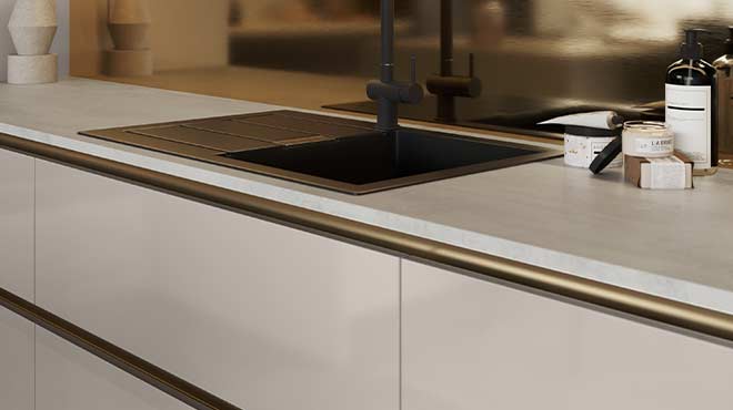 H Line Metalix | Brushed Metallic Effect Handleless Kitchen | Sigma 3 ...